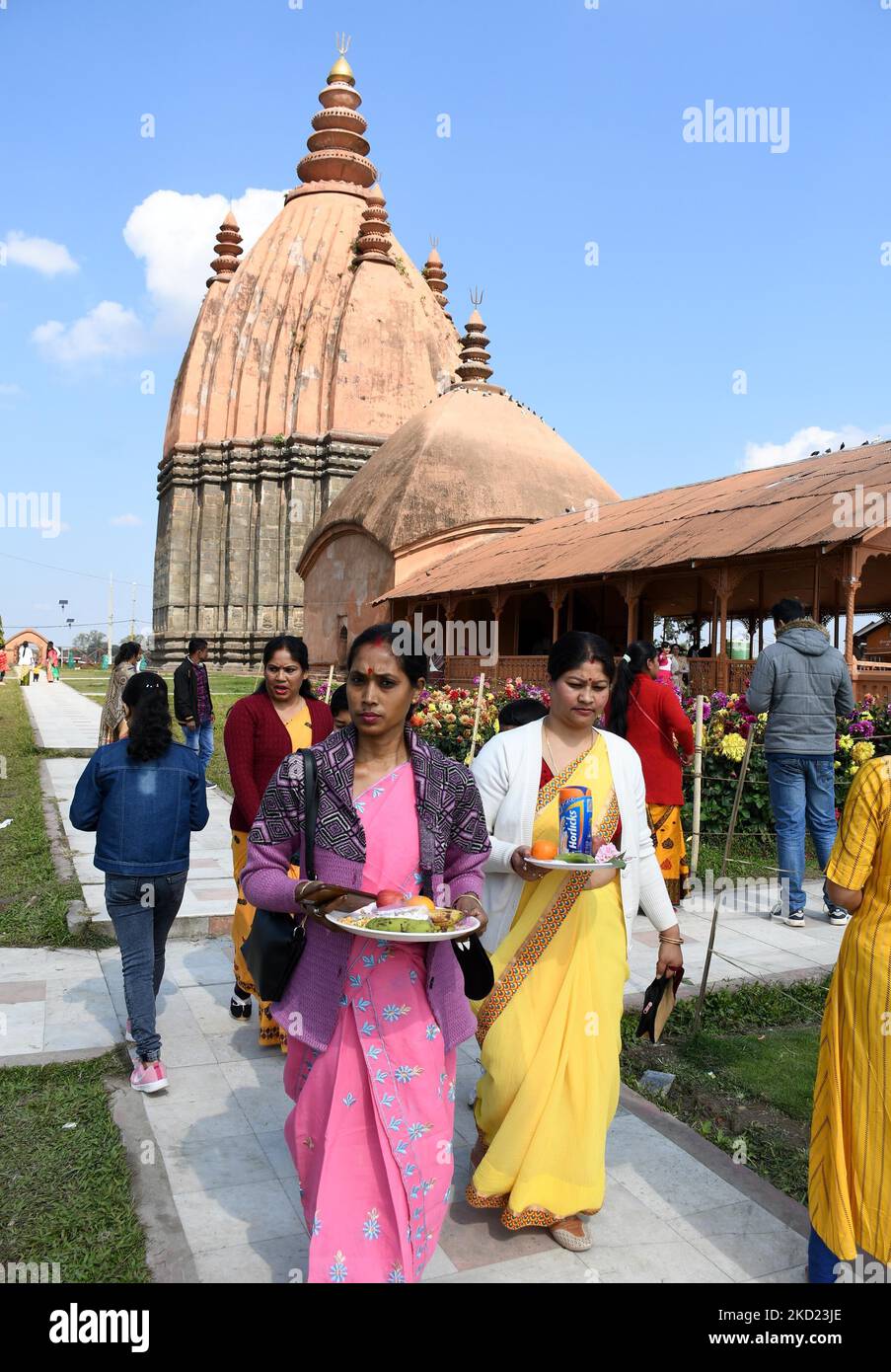 Devotees visit the historical Sivadol temple in Sivasagar District of ...