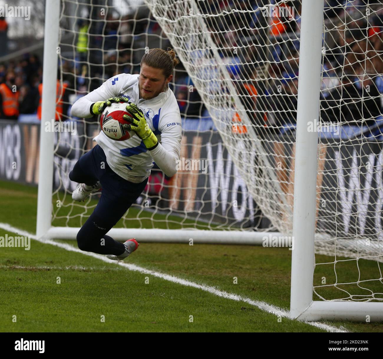 Ben Killip of Hartlepool United during the pre-match warm-up during FA ...