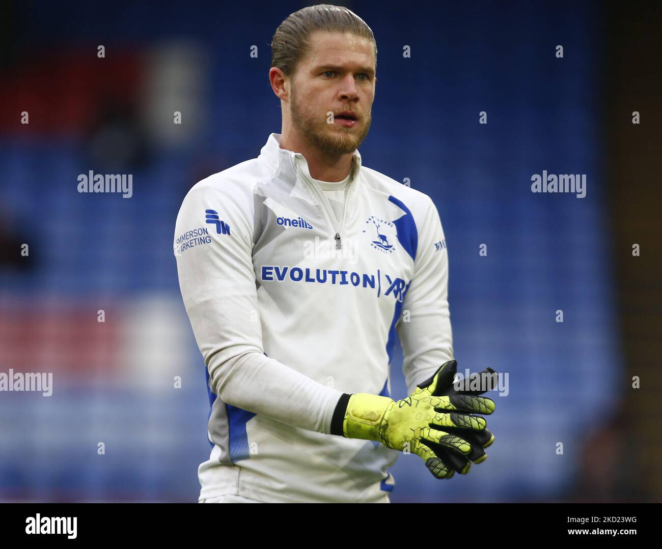 Ben Killip of Hartlepool United during the pre-match warm-up during FA ...