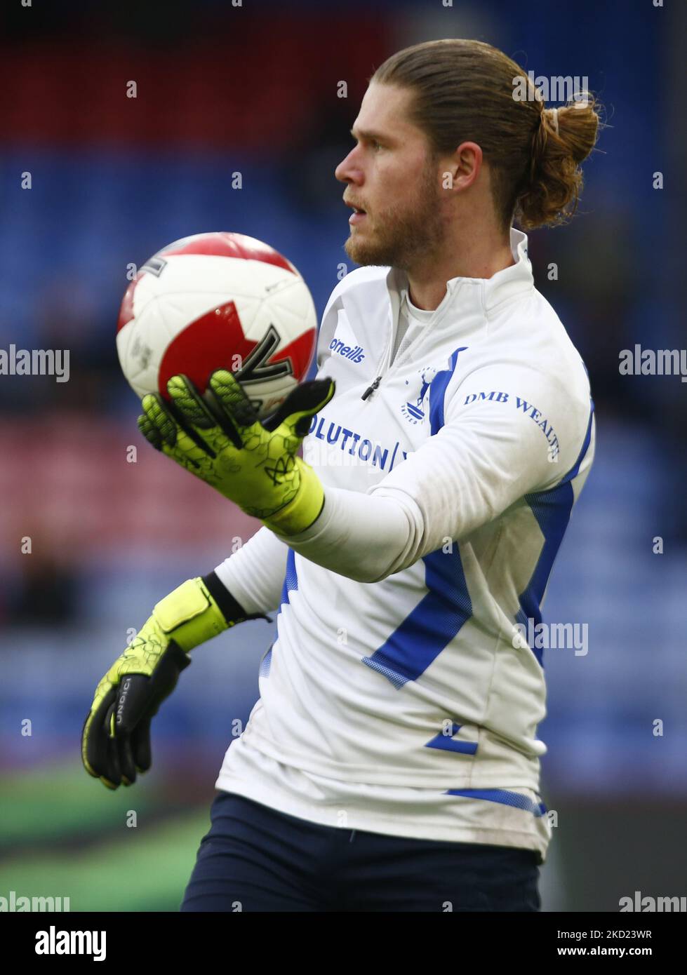 Ben Killip of Hartlepool United during the pre-match warm-up during FA ...