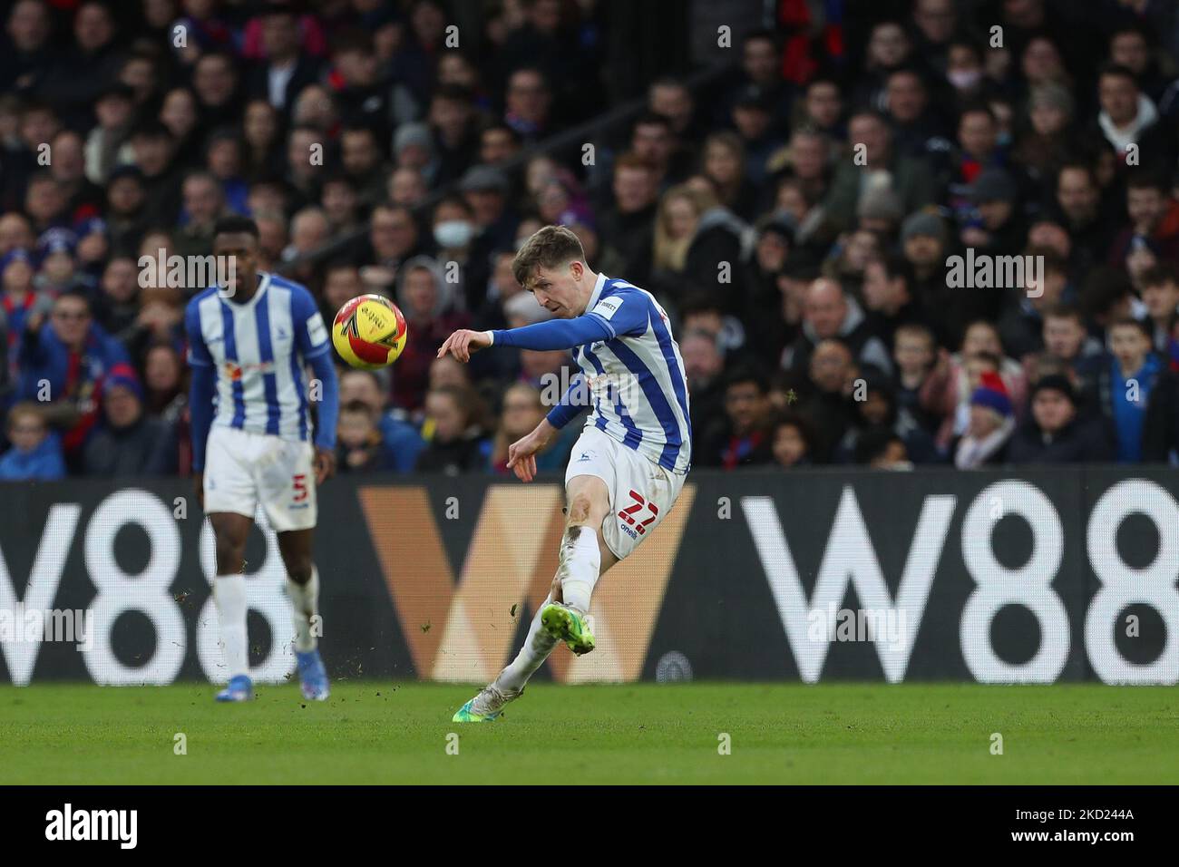Tom Crawford of Hartlepool United during the FA Cup match between ...