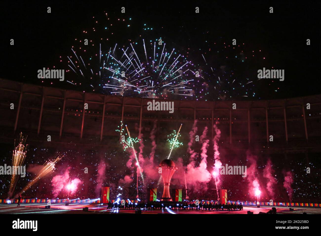 A general view shows fireworks during the closing ceremony of the 2021 ...