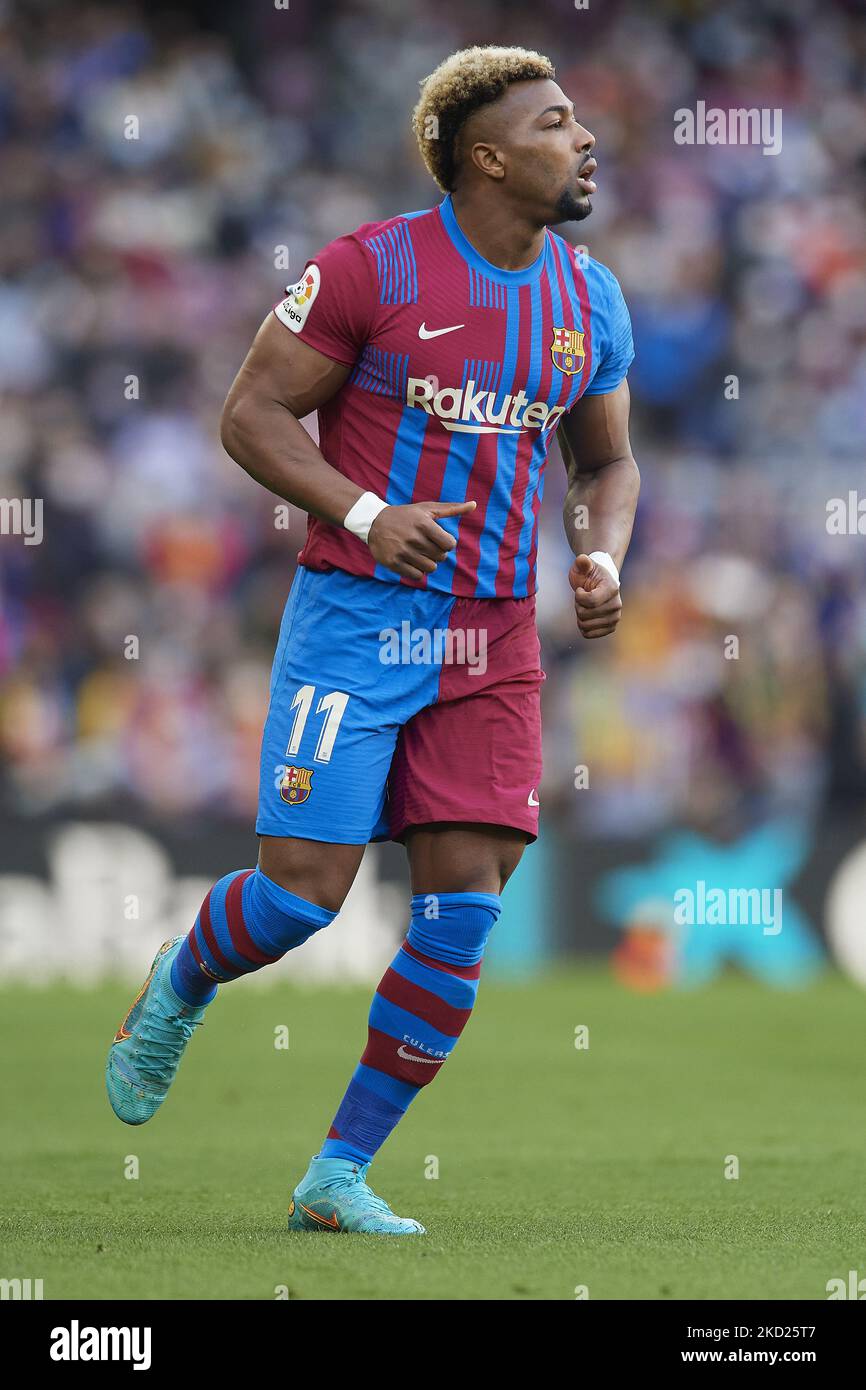 Adama Traore of Barcelona looks during the LaLiga Santander match ...