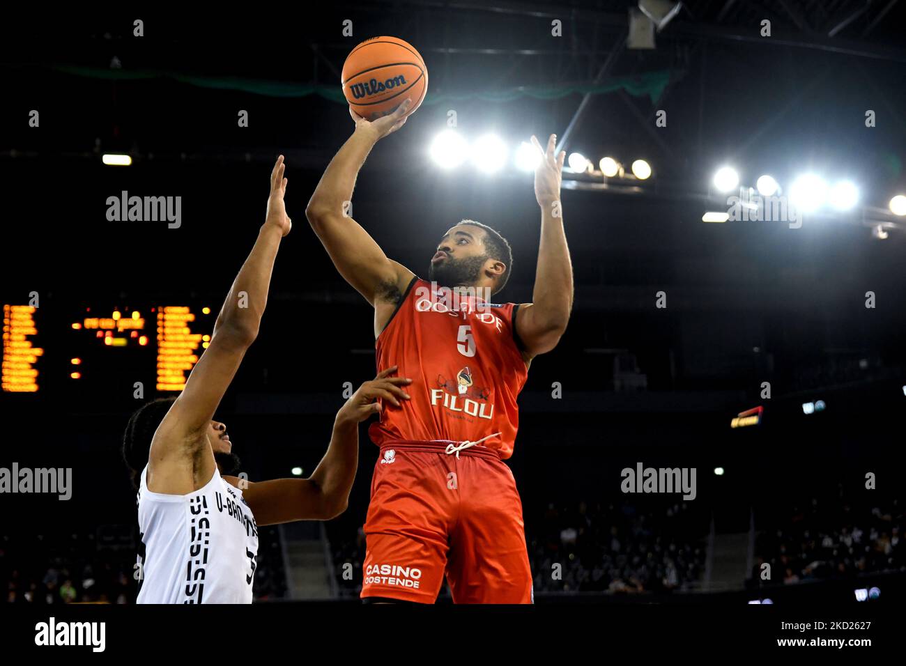 Phil Booth in action during the game U-BT Cluj-Napoca v Filou Oostende ...