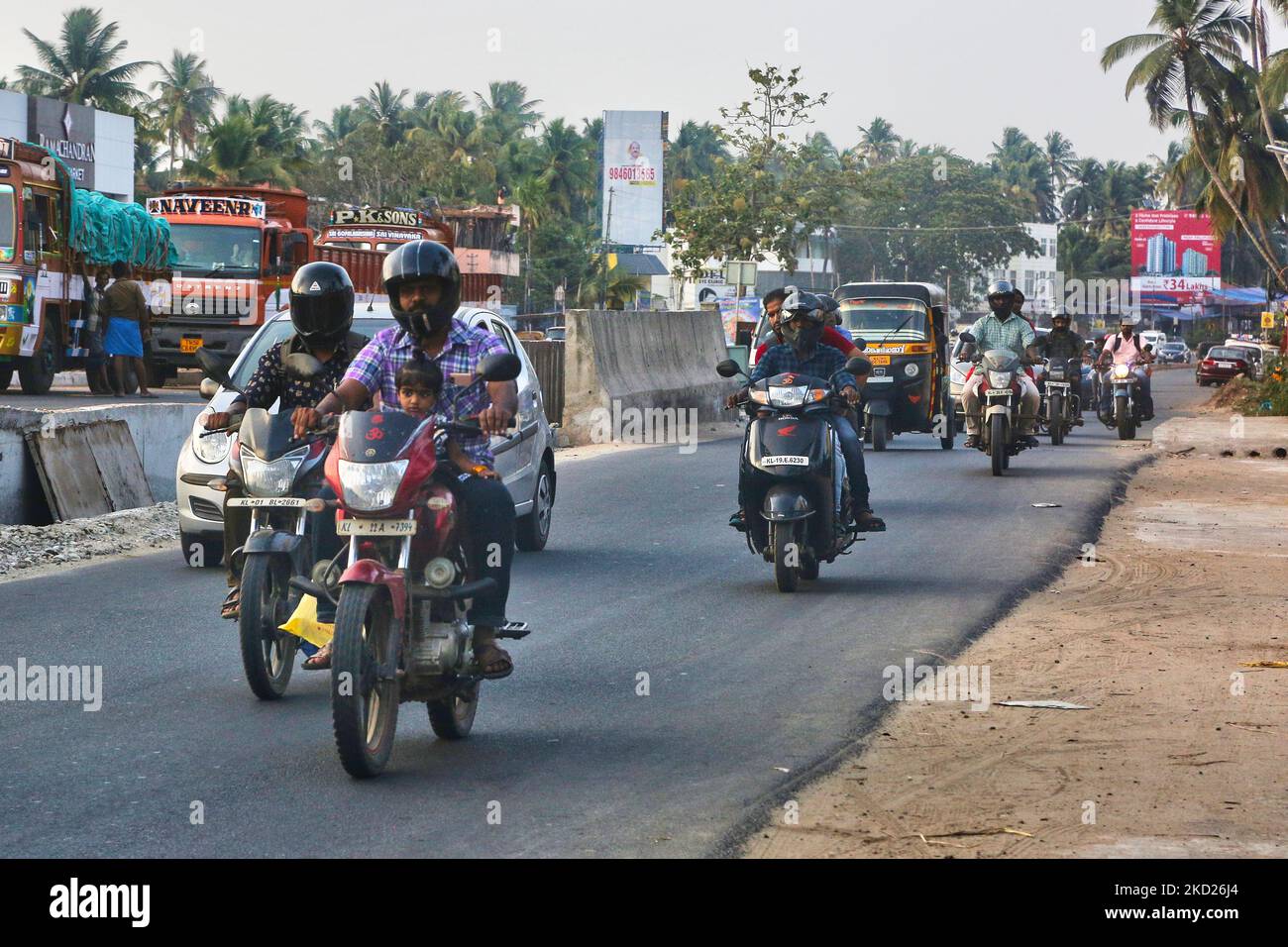 Traffic in the city of Thiruvananthapuram (Trivandrum), Kerala, India ...