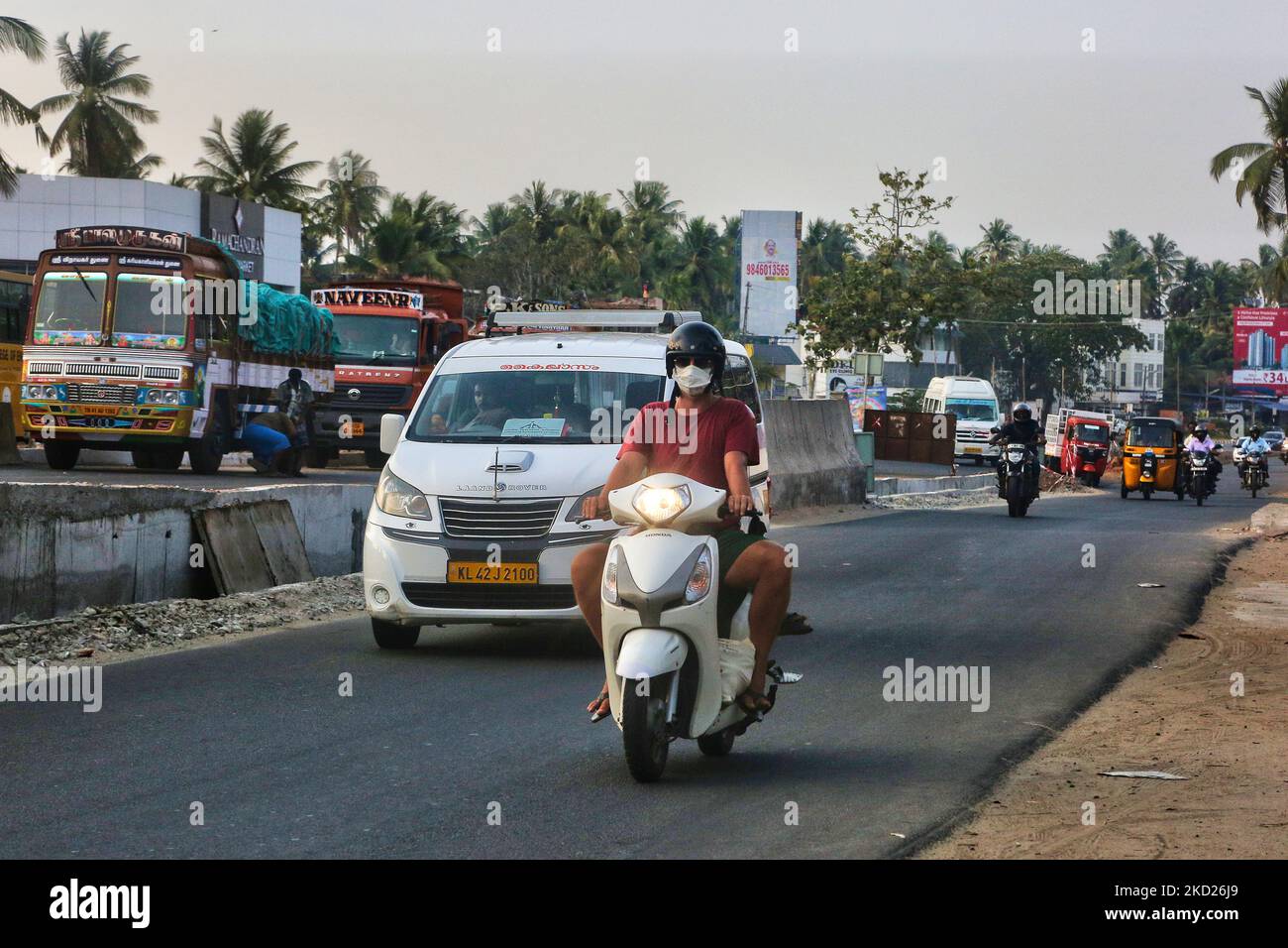 Traffic in the city of Thiruvananthapuram (Trivandrum), Kerala, India ...