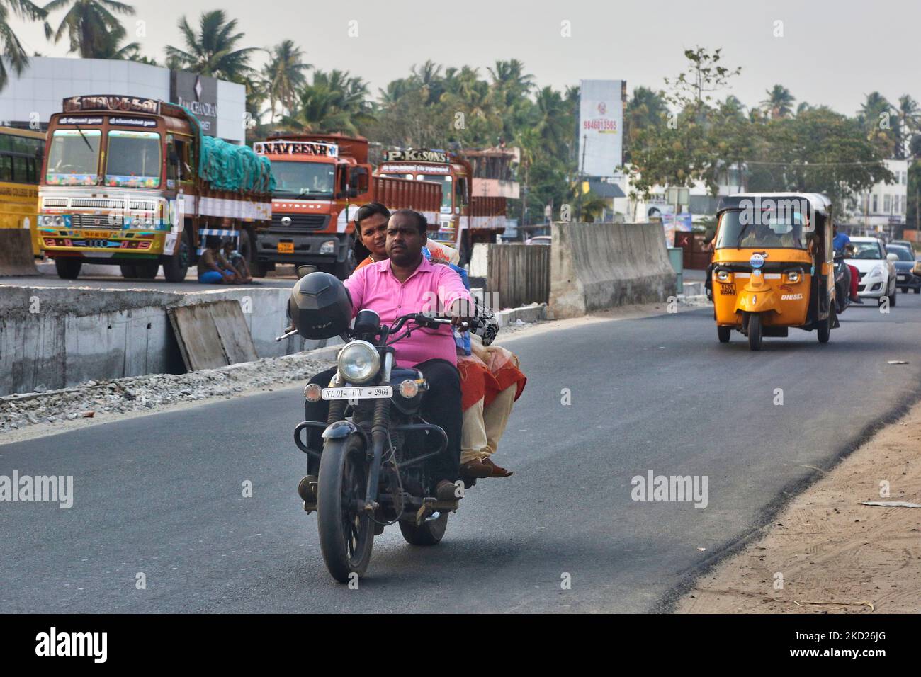 Traffic in the city of Thiruvananthapuram (Trivandrum), Kerala, India ...