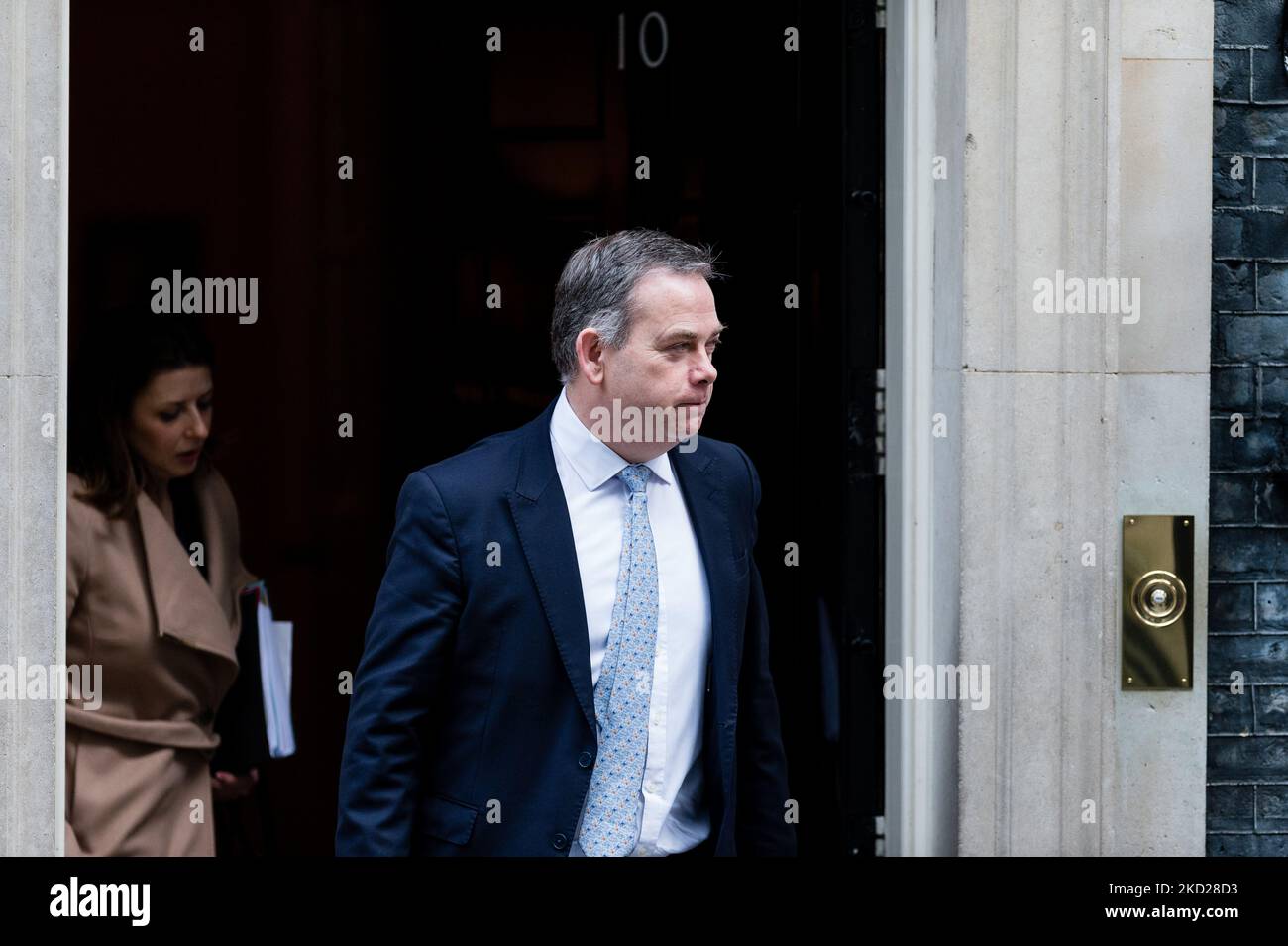 British Minister of State Nigel Adams leaves 10 Downing Street in ...