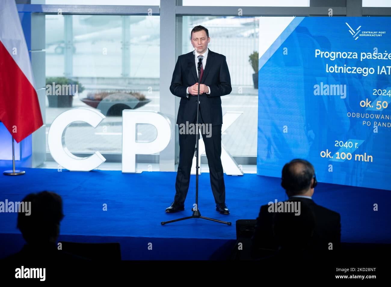 Mikolaj Wild (President of the STH company) during the press conference ...