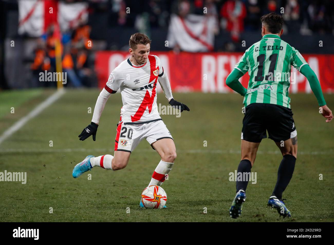 Ivan Balliu of Rayo Vallecano in action during the Copa del Rey Semi ...