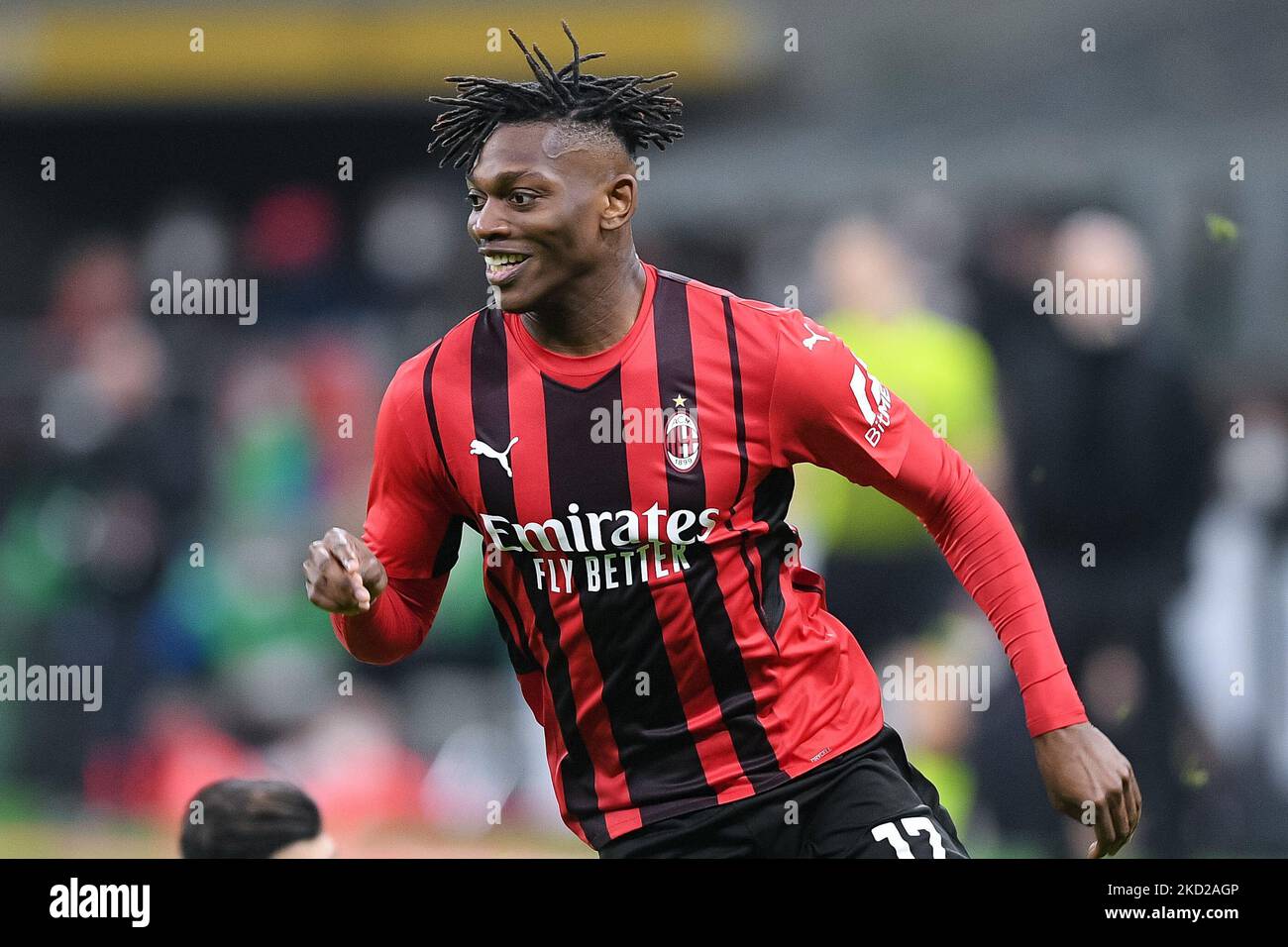 Rafael Leao of AC Milan smiles during the Italian Cup match between AC ...