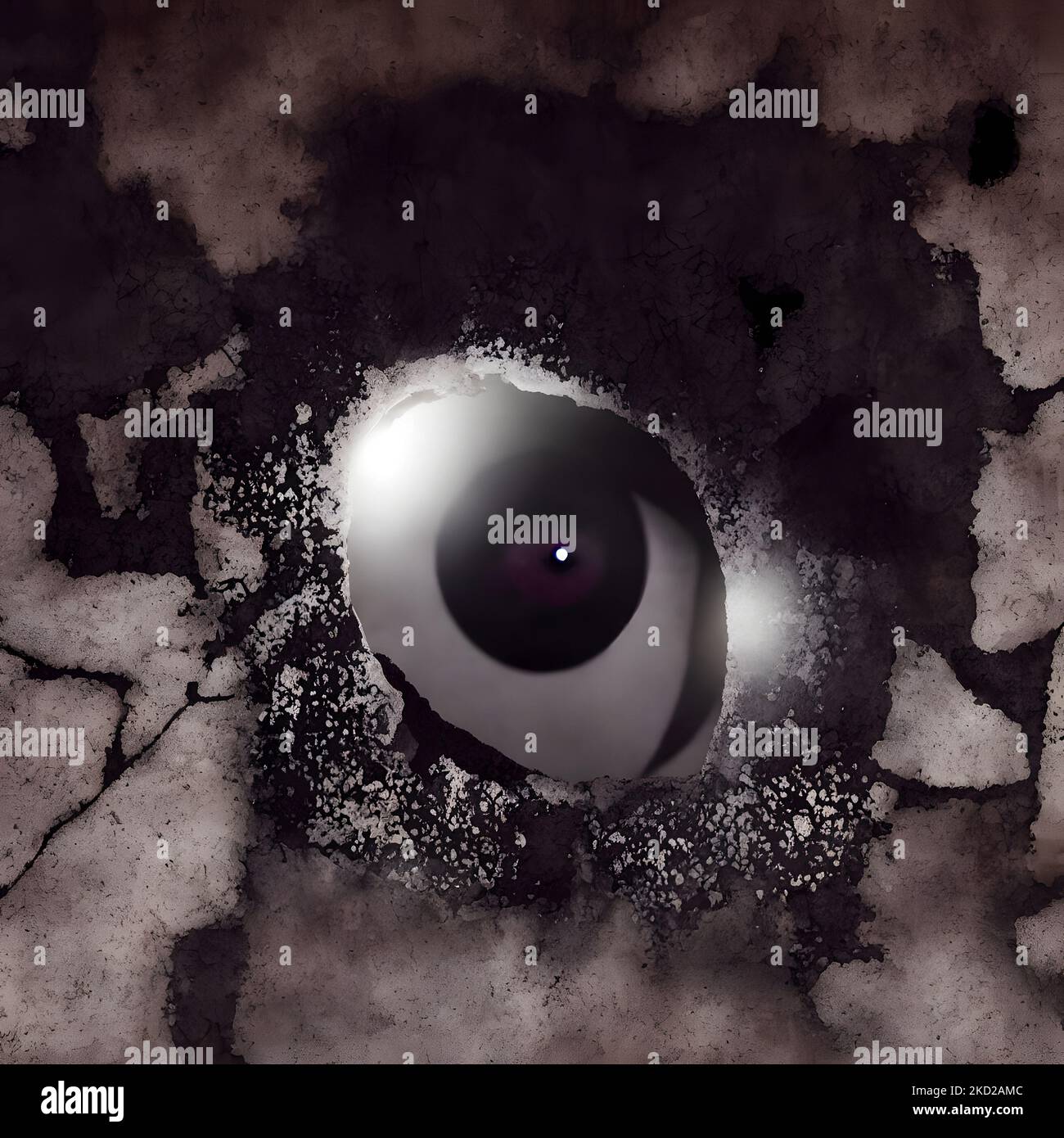 A giant scary eye, of a hungry predator or a criminal, digital ...