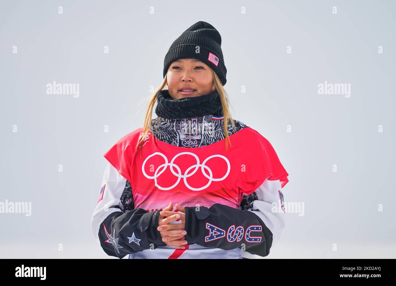 Chloe Kim from USA winning gold at Snowboard - Half Pipe at the Beijing ...