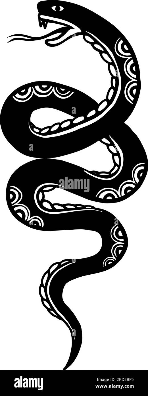 Black silhouette snake cartoon animal design flat vector illustration ...