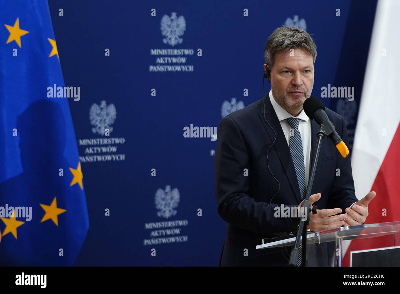 Vice-Chancellor of Germany Robert Habeck during a press conference with ...