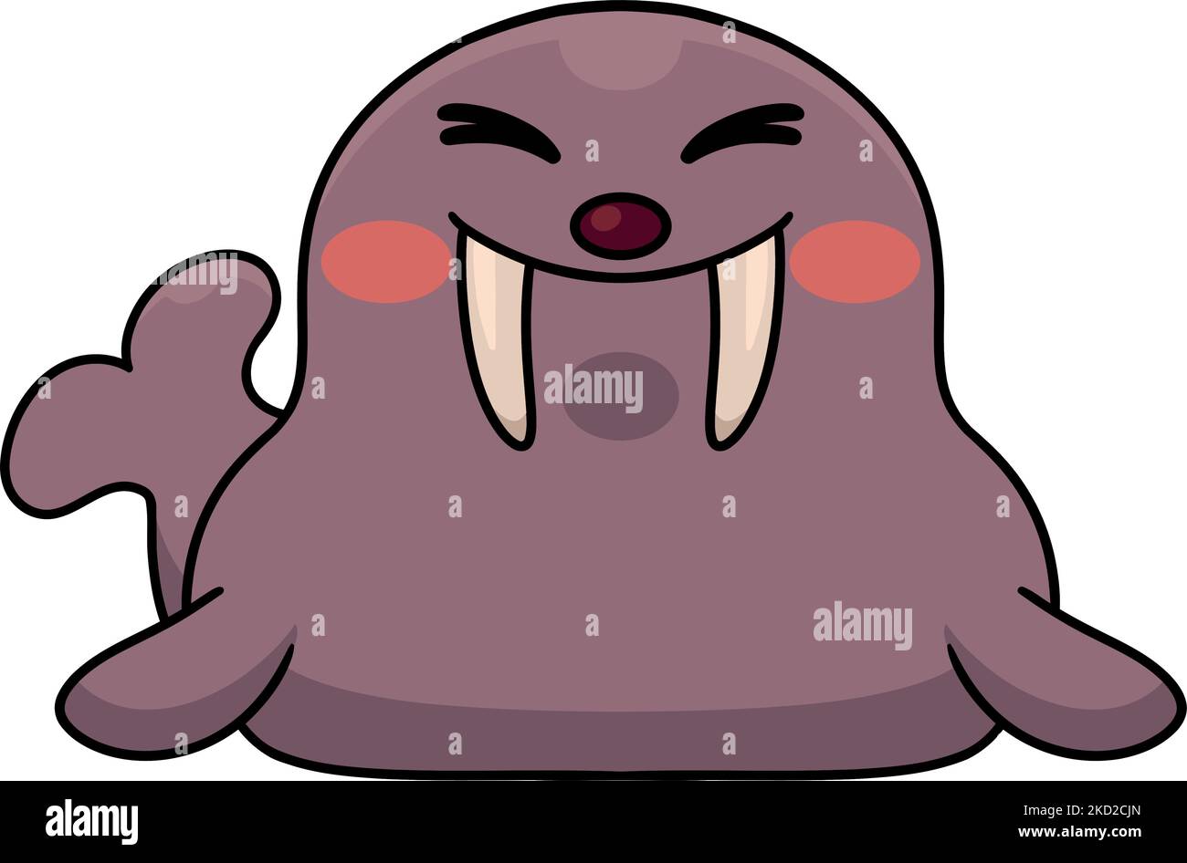 A cute kawaii seal cartoon character smiling and lying on the ground ...