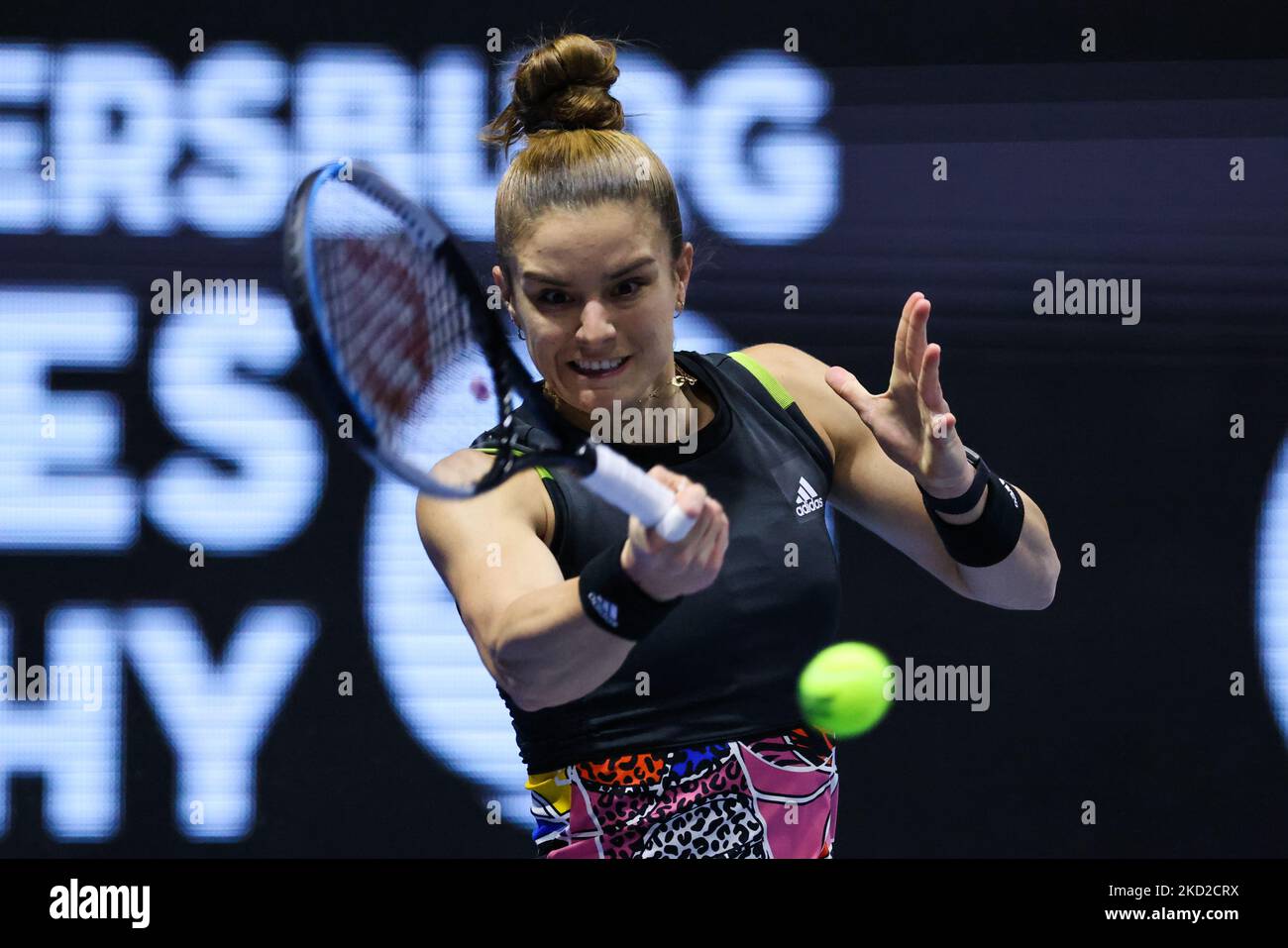 Maria Sakkari in a game against Elise Mertens at the Ladies Trophy ...