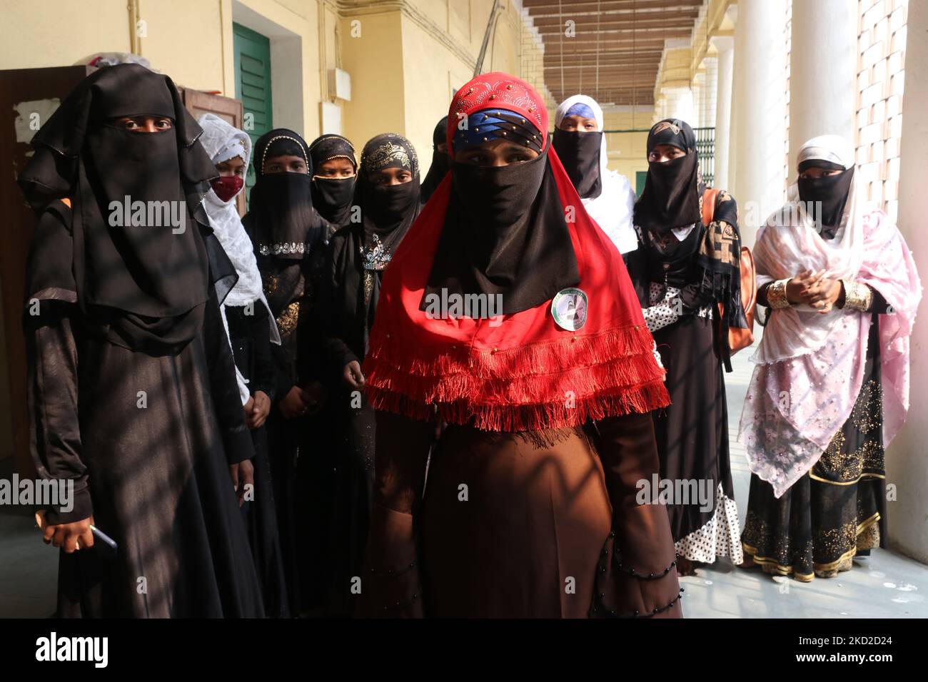 Muslim students in a hijab a Alia University in Kolkata, India ...