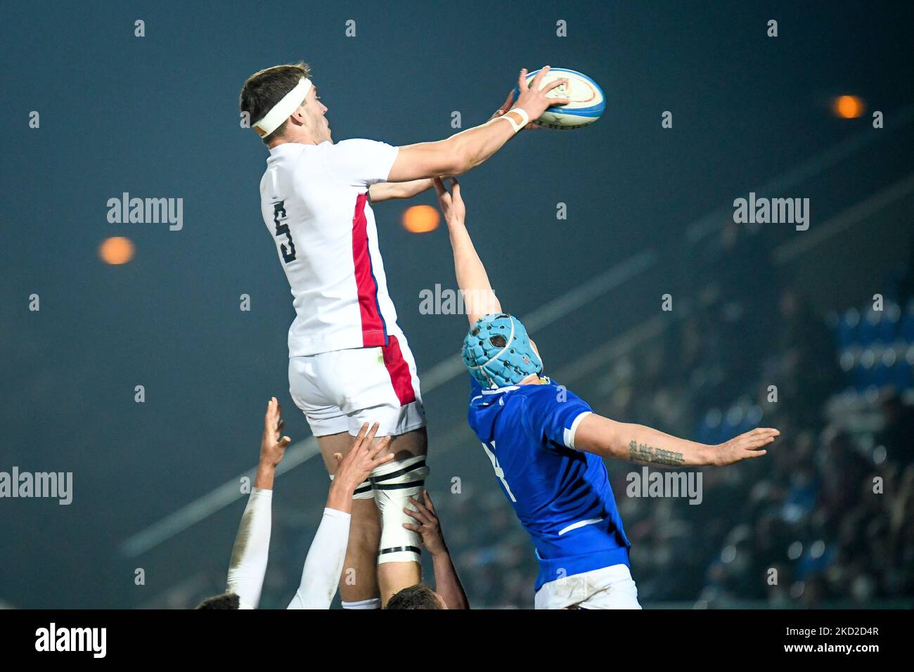Tom Lockett (England) receiving a touch during the Rugby Six Nations ...