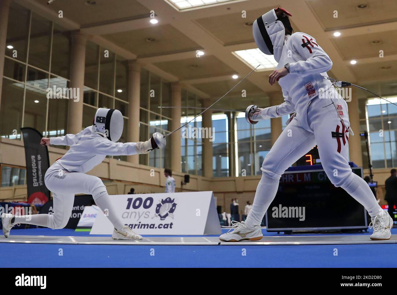 Lisa-Marie Loehr, from Germany, and Ka Mong Chu, from Hong Kong, during ...