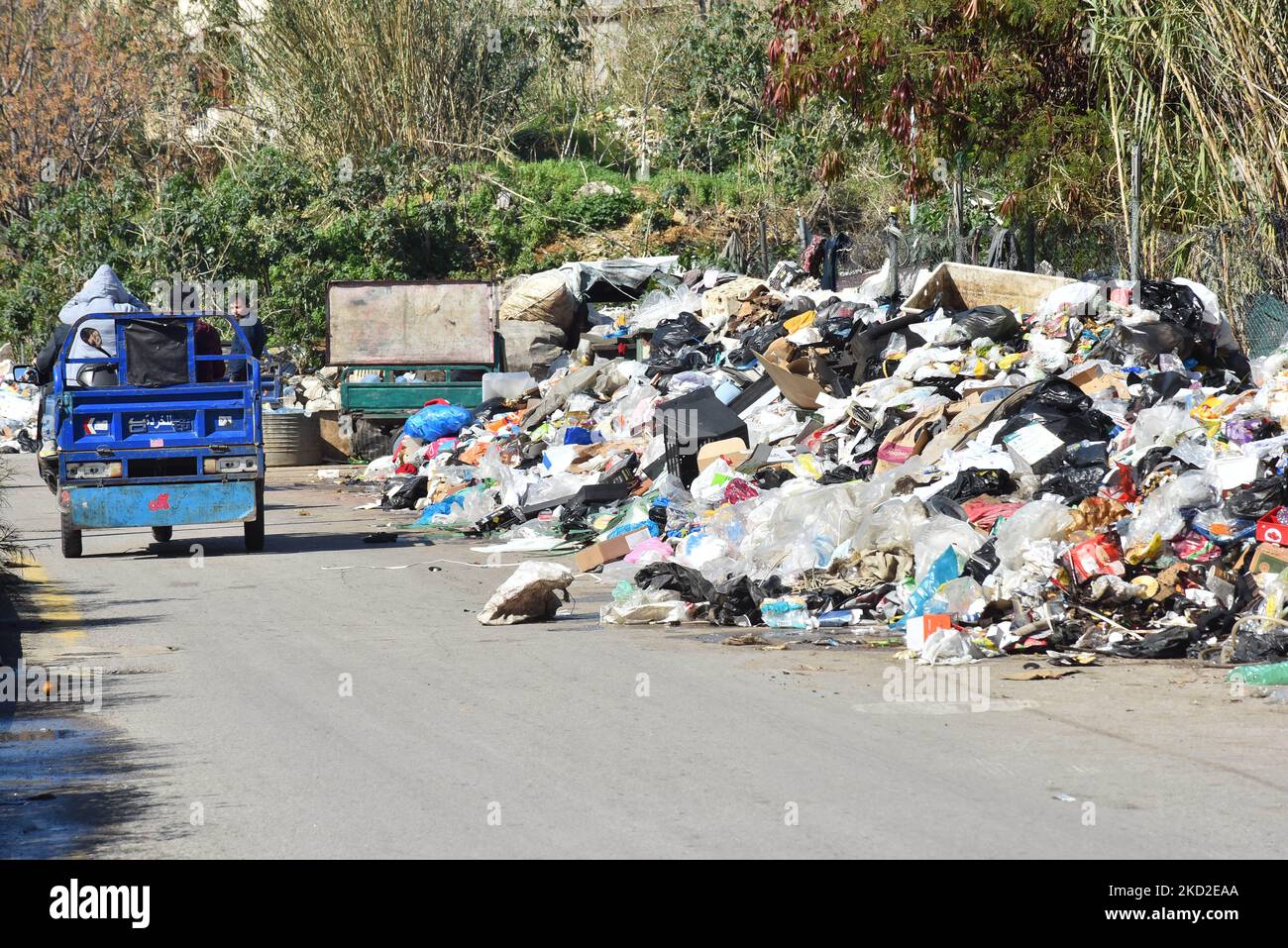 The strike of waste collectors in Lebanon because of the low salaries ...