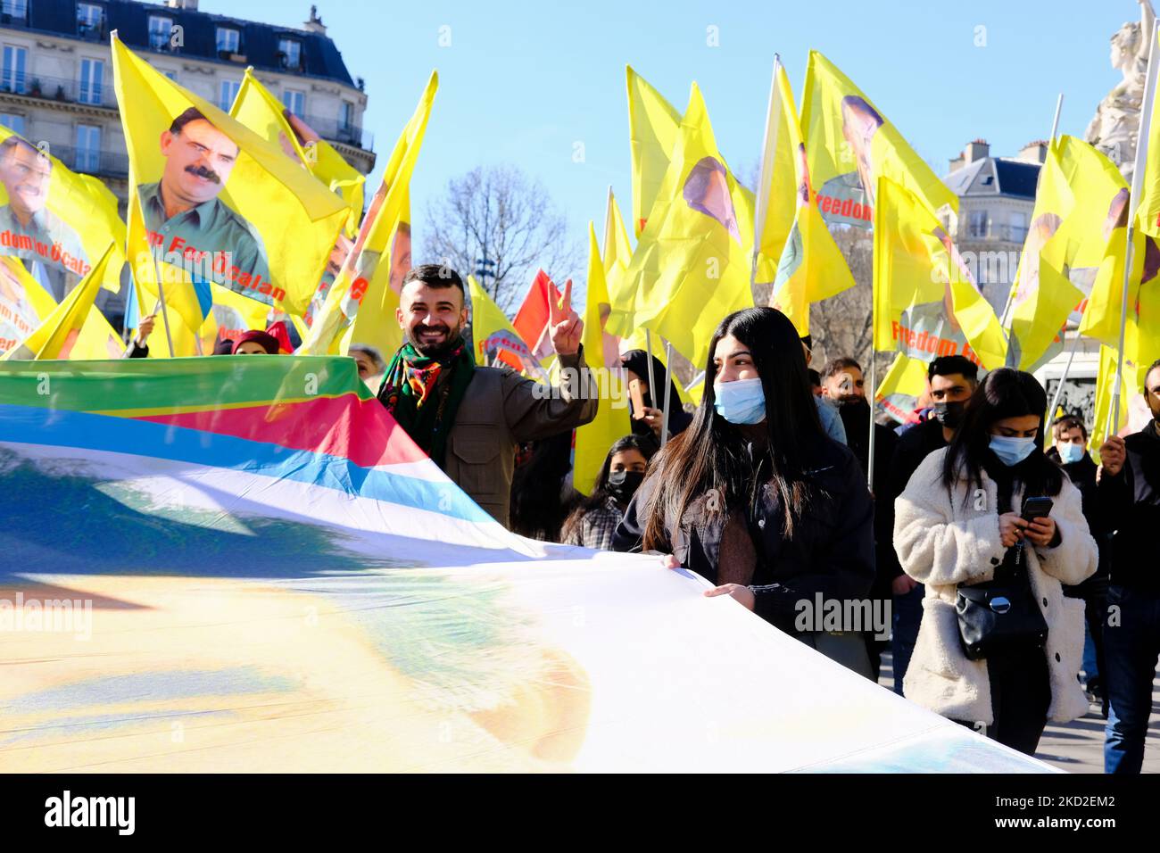 Kurdish protesters in Paris demand the release of Abdullah Öcalan, 23 ...