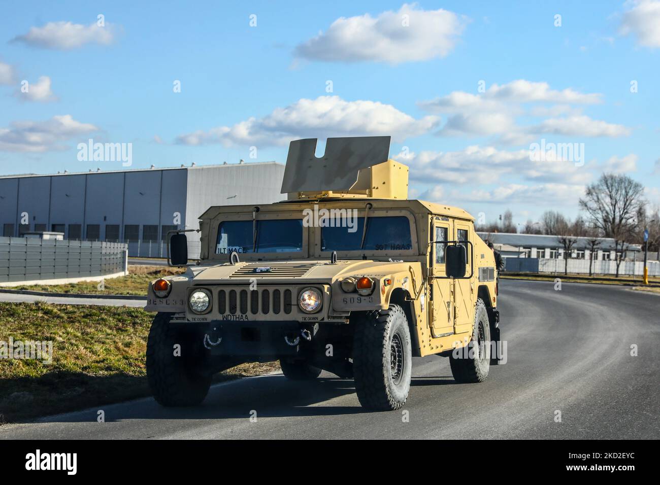 Humvee truck is seen next to the military base for US troops which ...