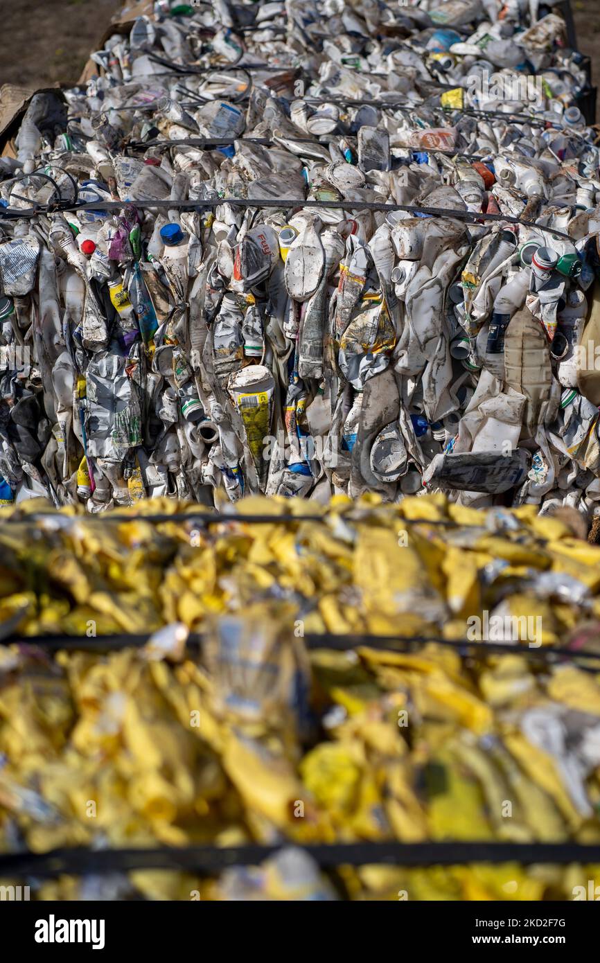 The compacted garbage for disposal in a waste processing plant Stock ...