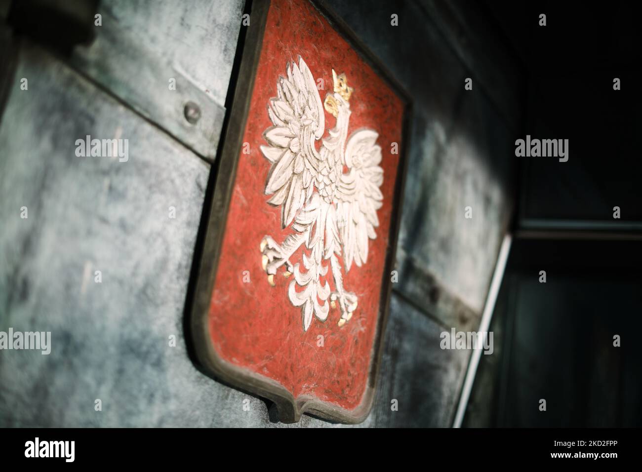 The Polish eagle emblem is seen at the entrance of the Supreme Court in ...
