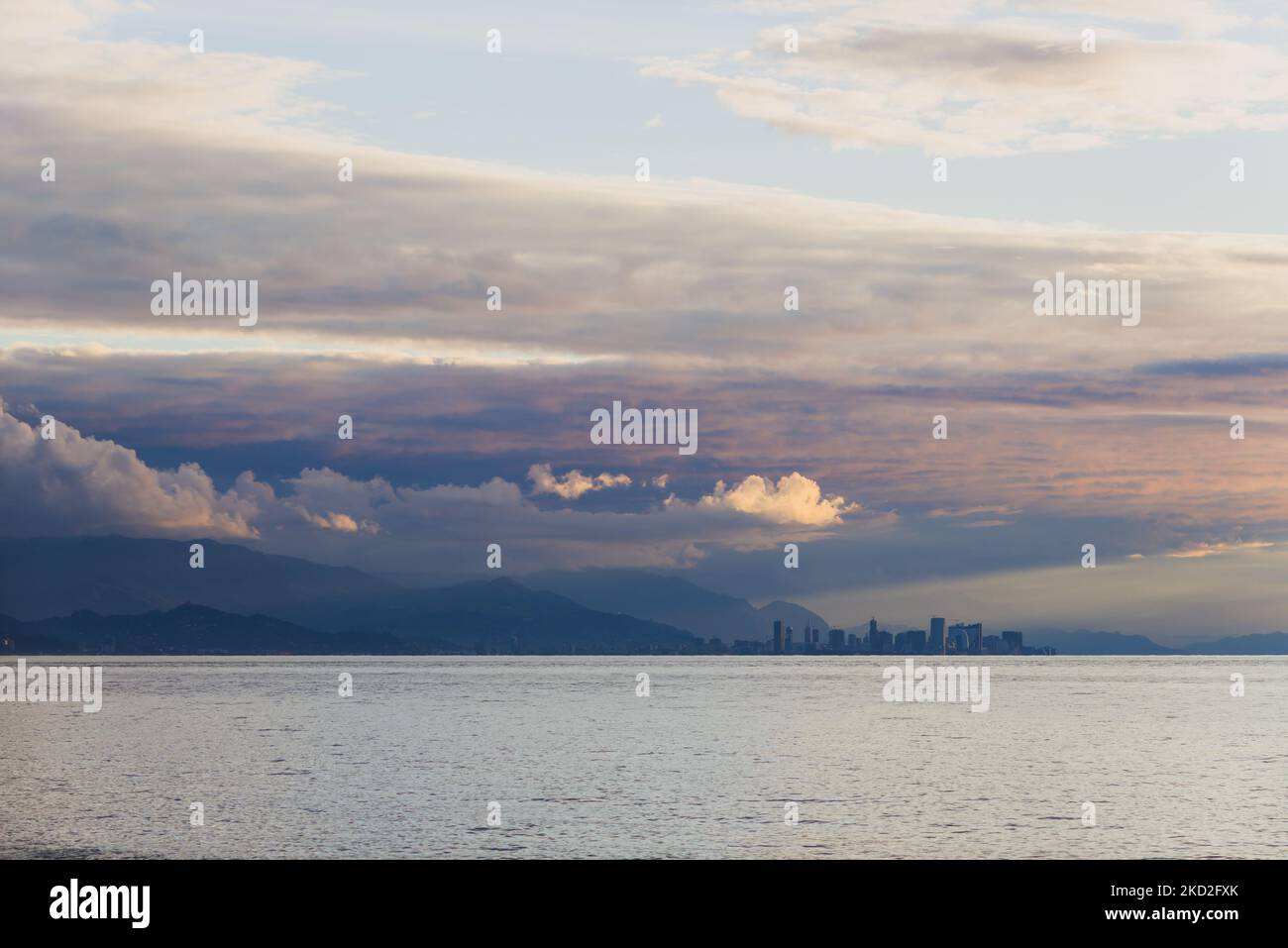 Panorama of a modern city in the distance against the backdrop of the ...