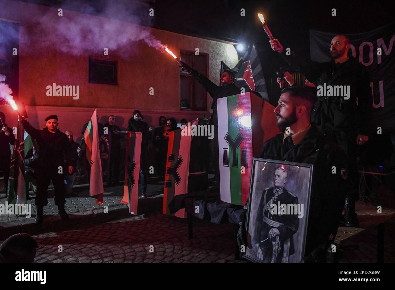 Far-right groups and nationalists carry torches and march to ...