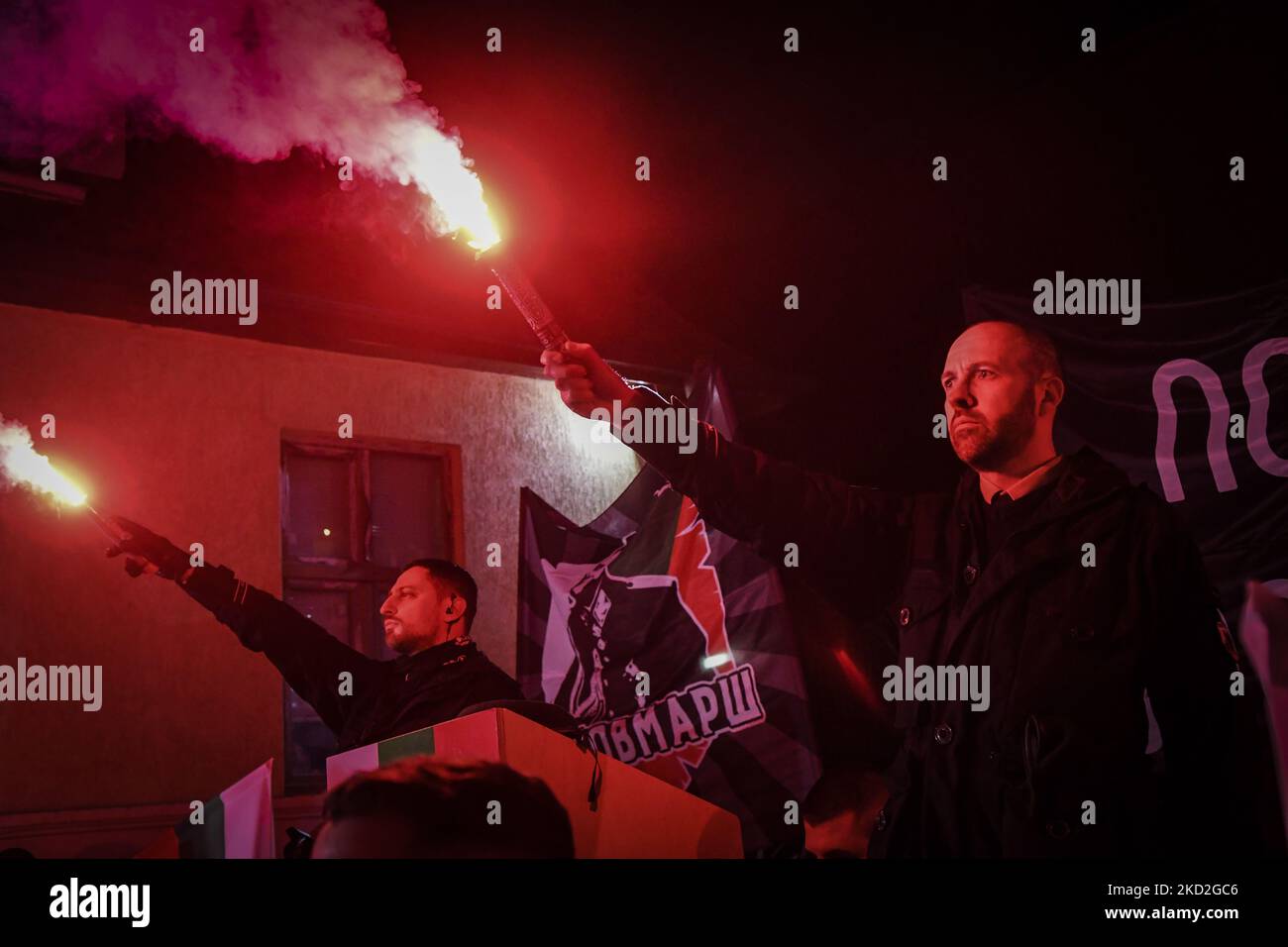 Far-right groups and nationalists carry torches and march to ...