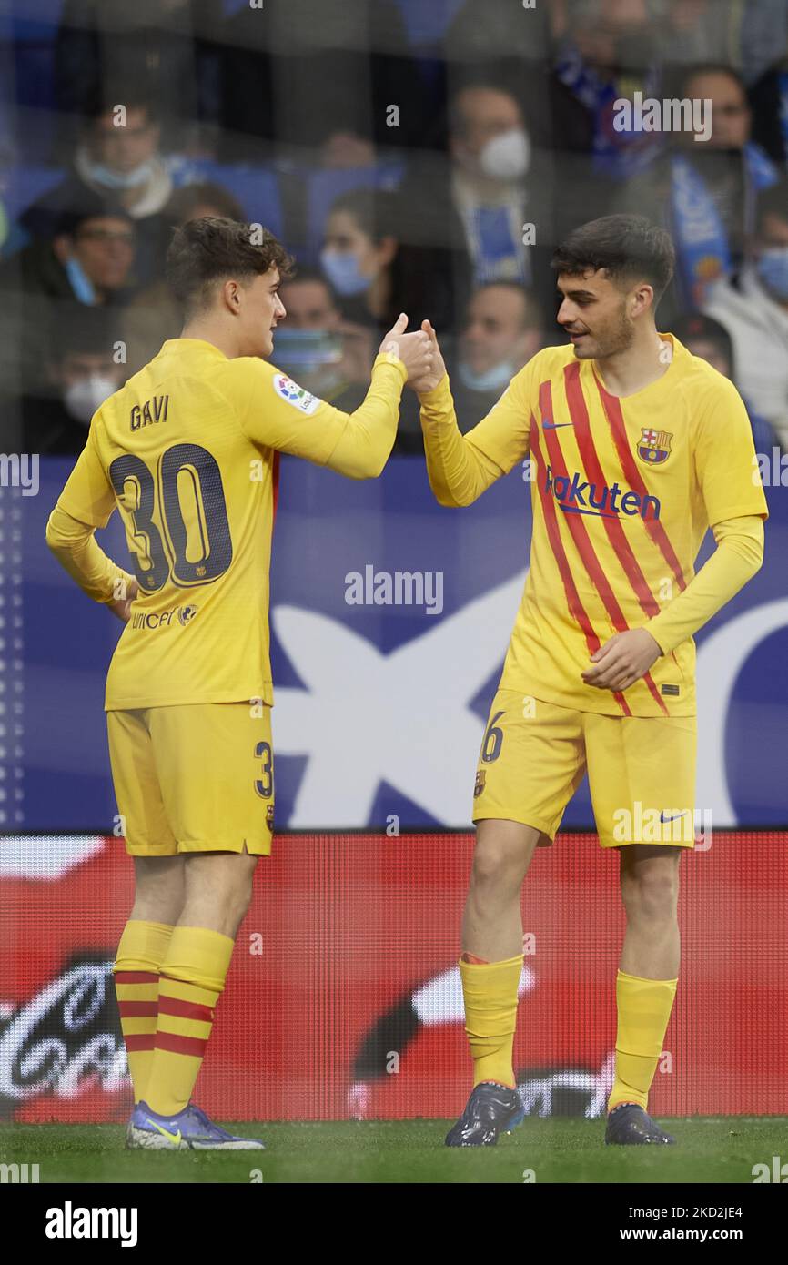 Pedri of Barcelona celebrates after scoring his sides first goal during ...