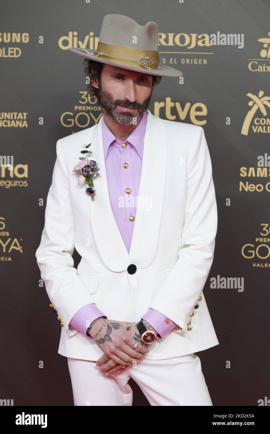 Leiva attends the Goya cinema Awards 2022 red carpet at 'Palau de les ...