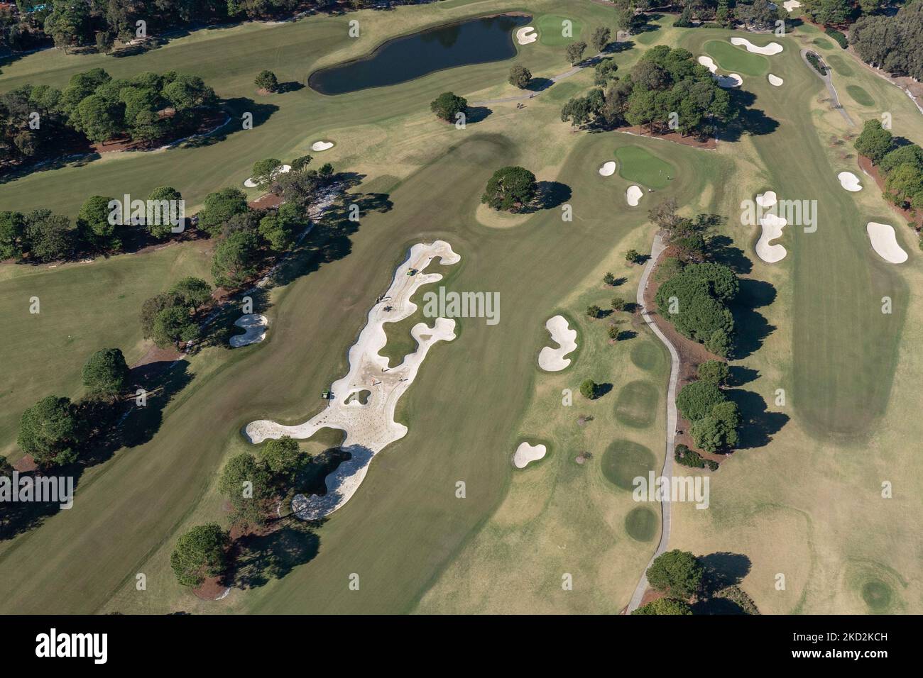 A golf course, seen from above in helicopter Stock Photo - Alamy