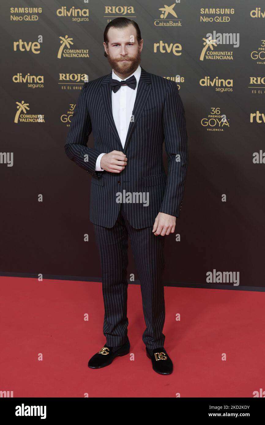 Alvaro Cervantes attends the Goya cinema Awards 2022 red carpet at ...