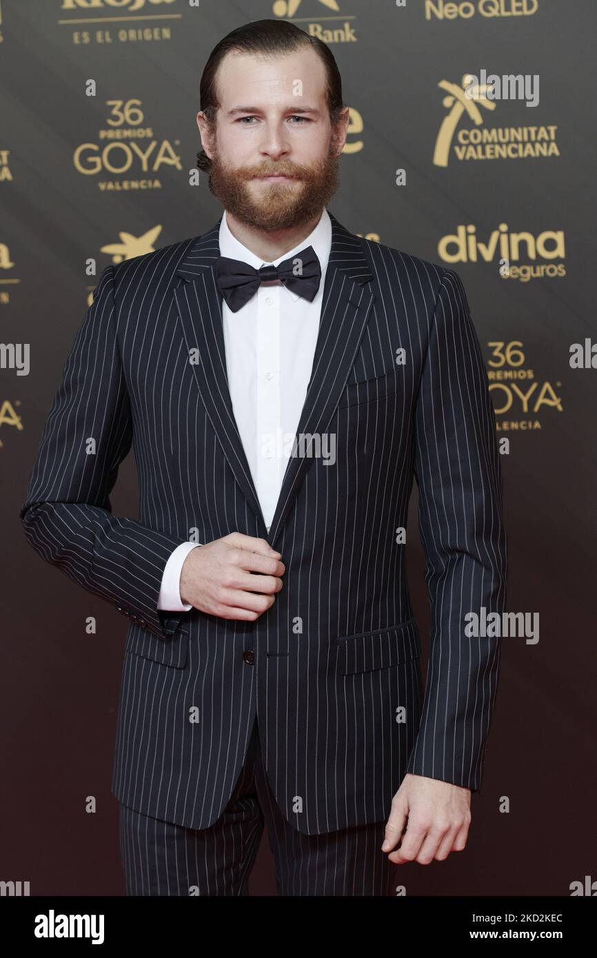 Alvaro Cervantes attends the Goya cinema Awards 2022 red carpet at ...
