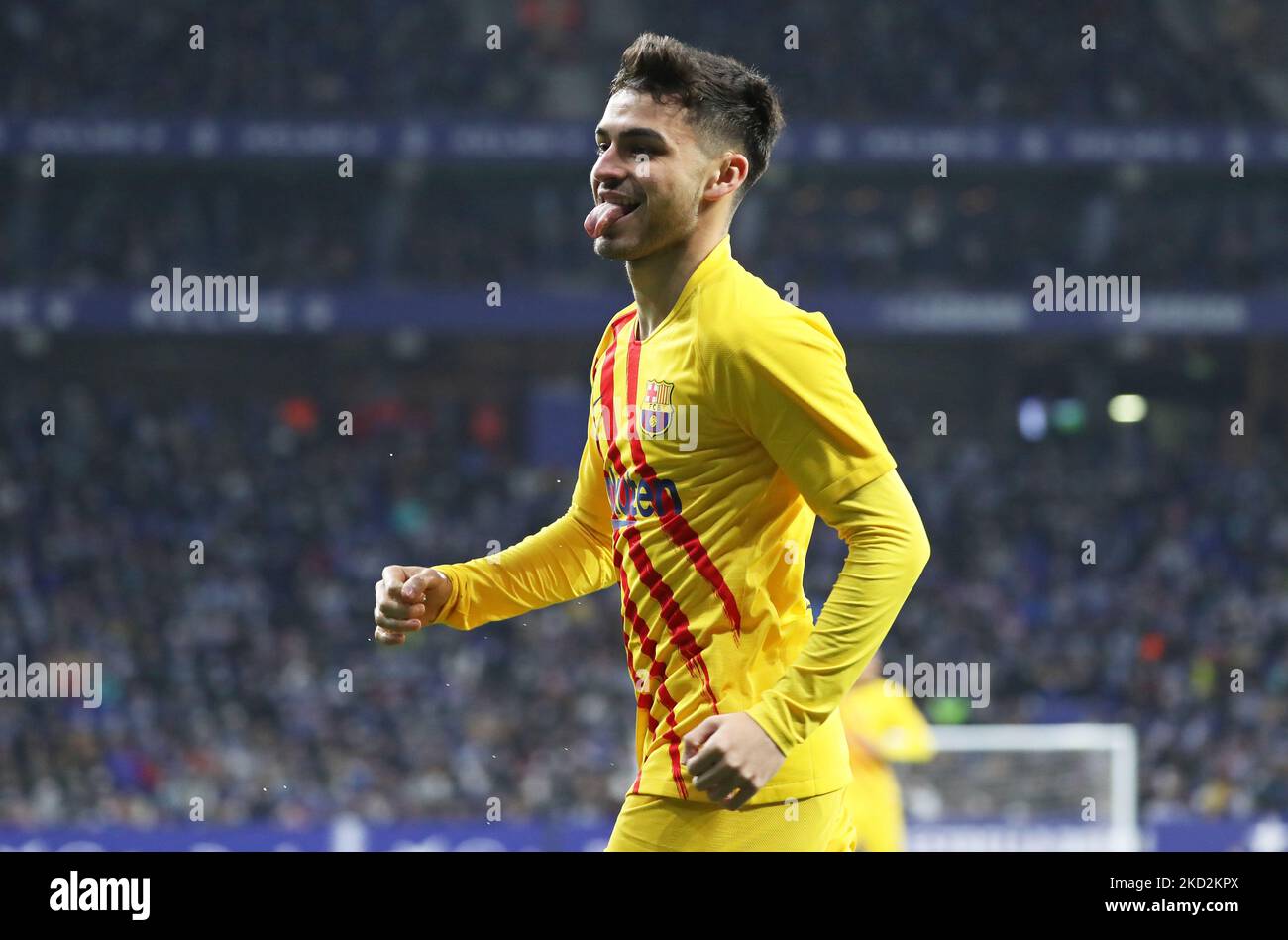 Pedri goal celebration during the match between RCD Espanyol and FC ...