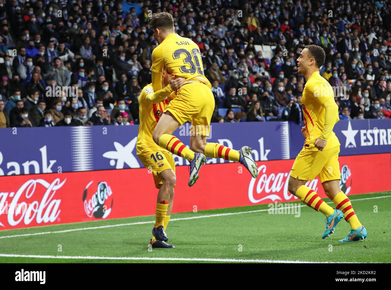 Pedri goal celebration during the match between RCD Espanyol and FC ...