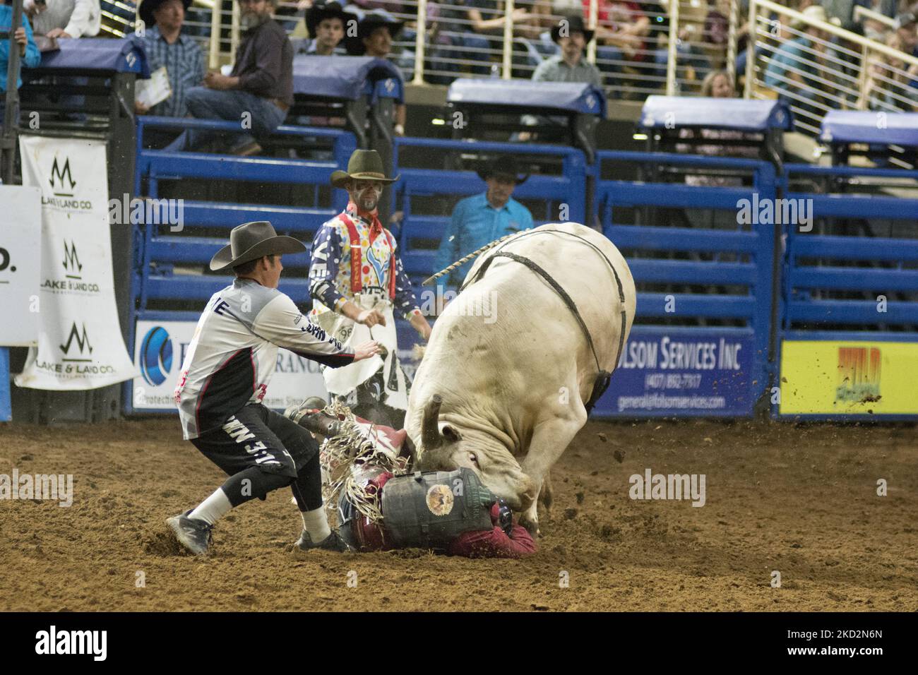 Two rodeo clown rush hi-res stock photography and images - Alamy