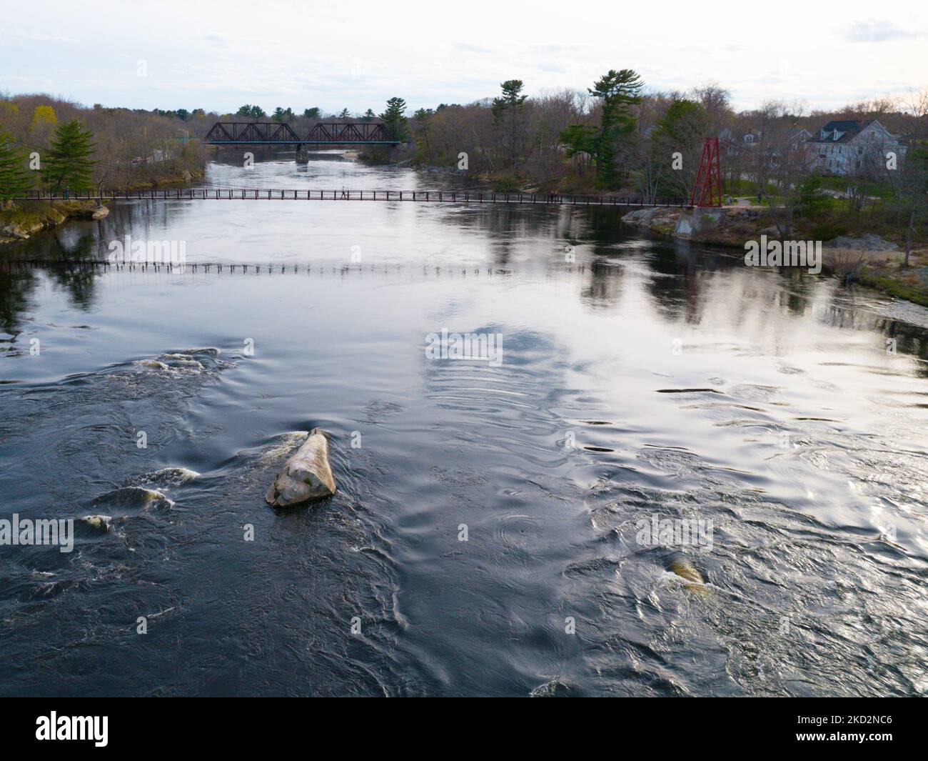 A beautiful view of the Androscoggin River, Topsham, Maine, USA Stock ...