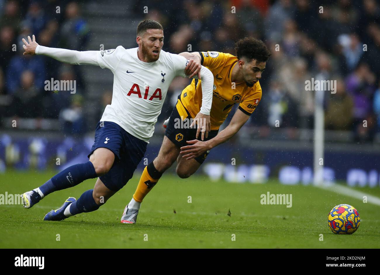 Tottenham Hotspur's Matt Doherty holds of Wolverhampton Wanderers ...