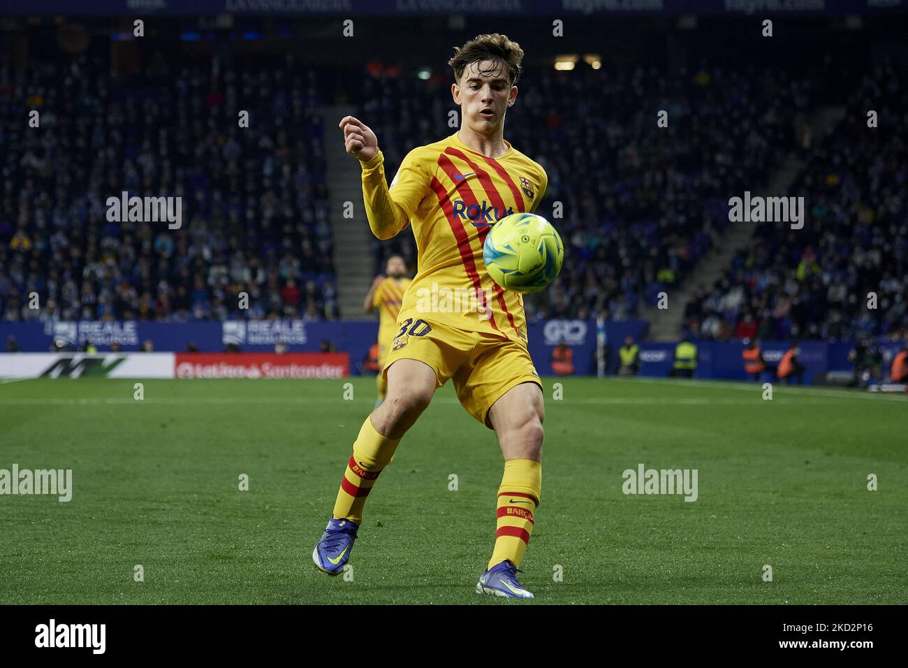 Gavi of Barcelona in action during the La Liga Santander match between ...
