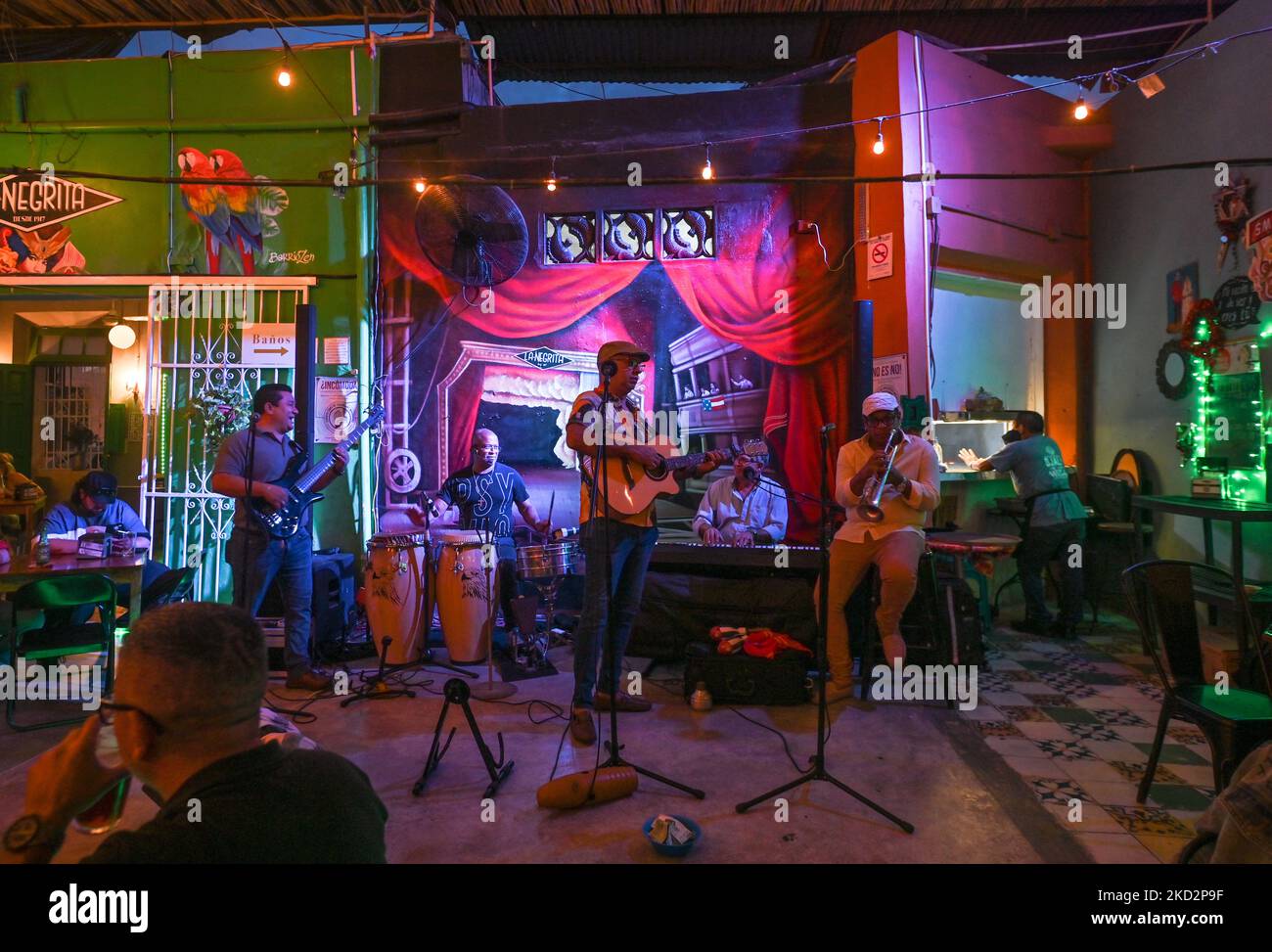 Cubam band performing inside a bar in Merida center. On Saturday ...
