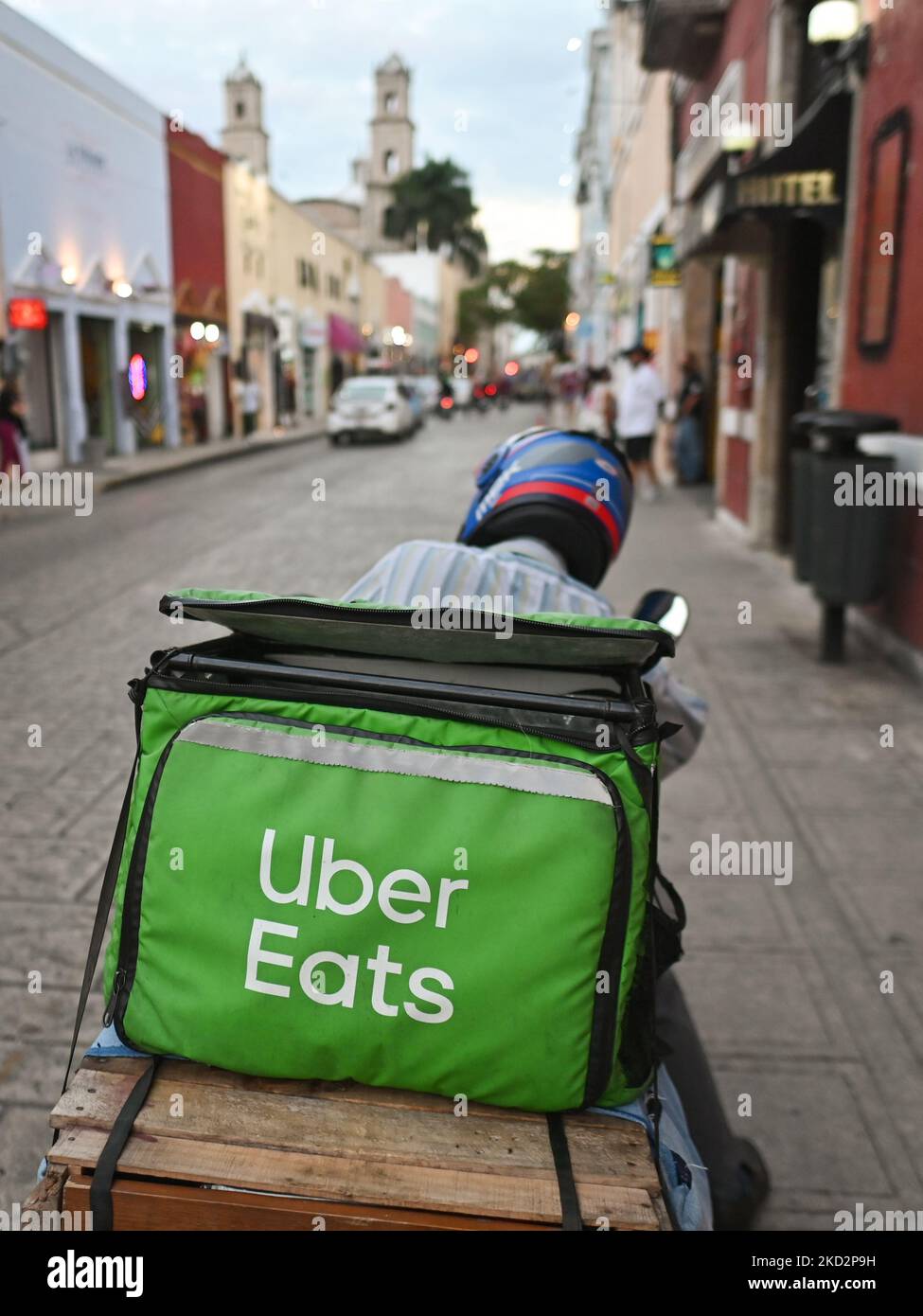 Uber Eats food delivery courier seen in Merida center. On Saturday ...