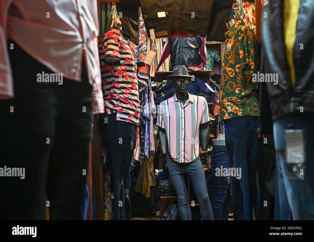 Shop with traditional clothes and souvenirs seen in Merida city center ...