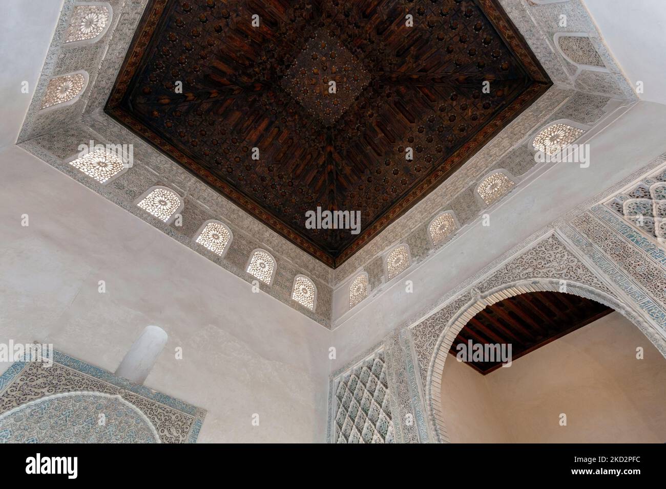 Granada, Spain - October 28, 2022: Wooden ceiling of the main hall of ...
