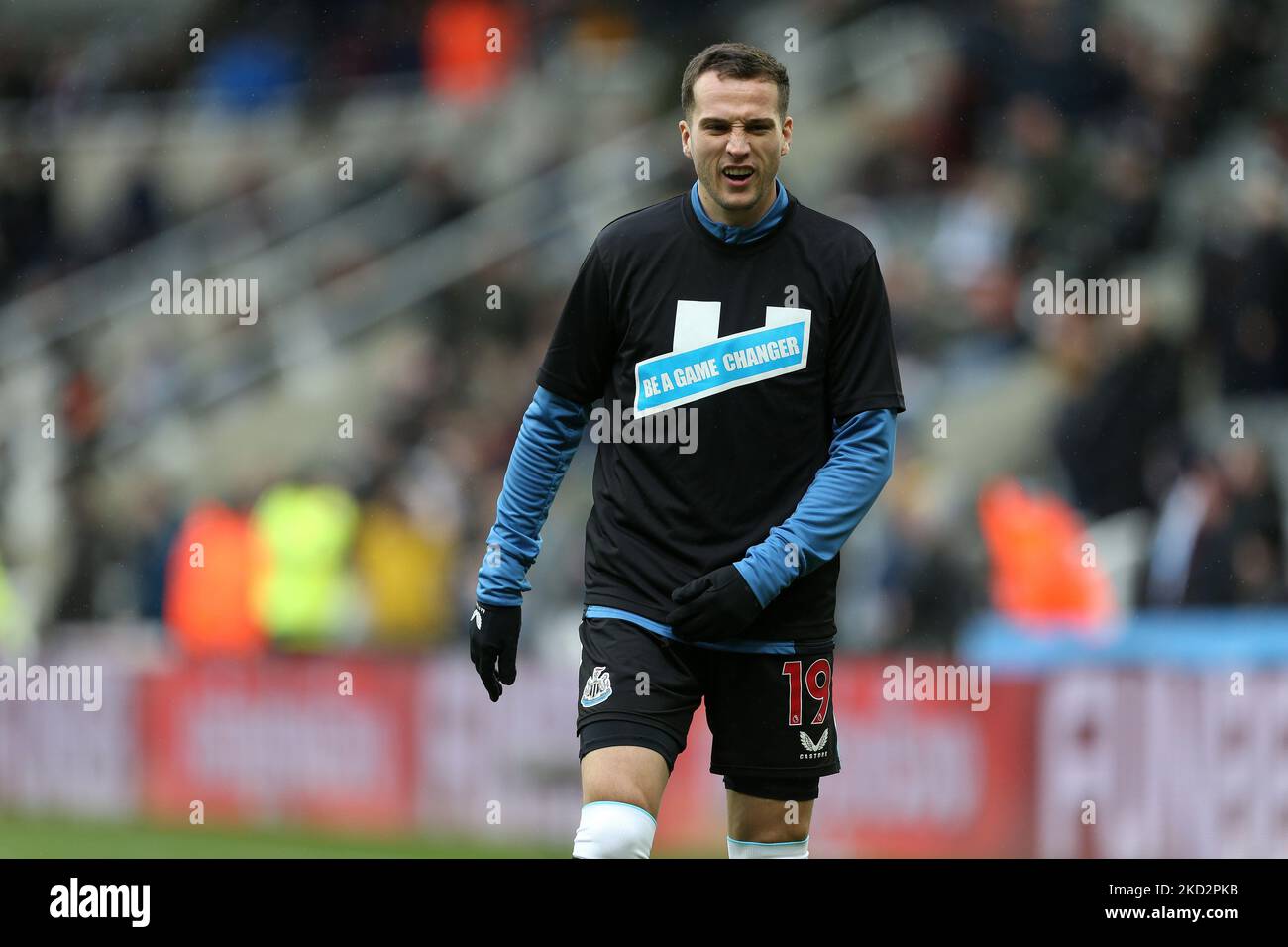 Javi Manquillo of Newcastle United warms up during the Premier League ...
