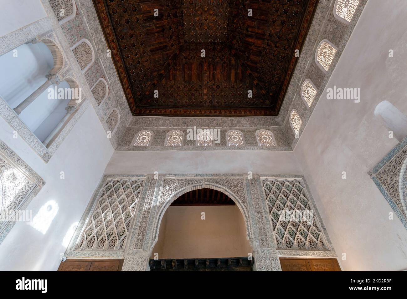 Granada, Spain - October 28, 2022: Wooden ceiling of the main hall of ...