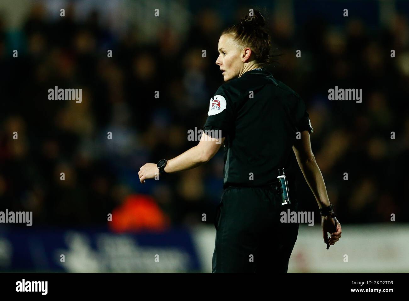 Referee, Rebecca Welch, looks on during the Sky Bet League 2 match ...